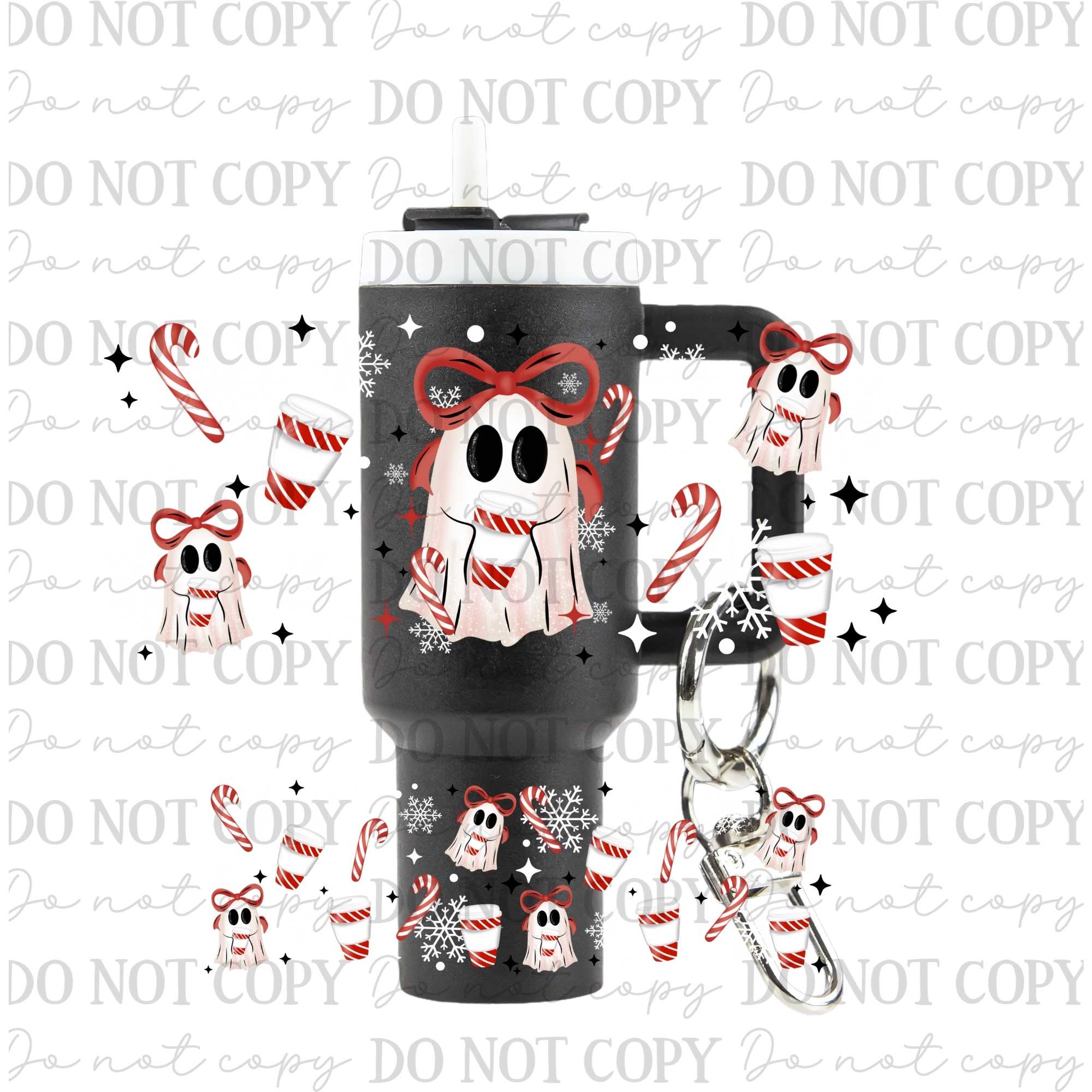 Candy Cane Ghost Uv Dtf Wrap For Mini Tumbler Keychains – The Boujee Okie
