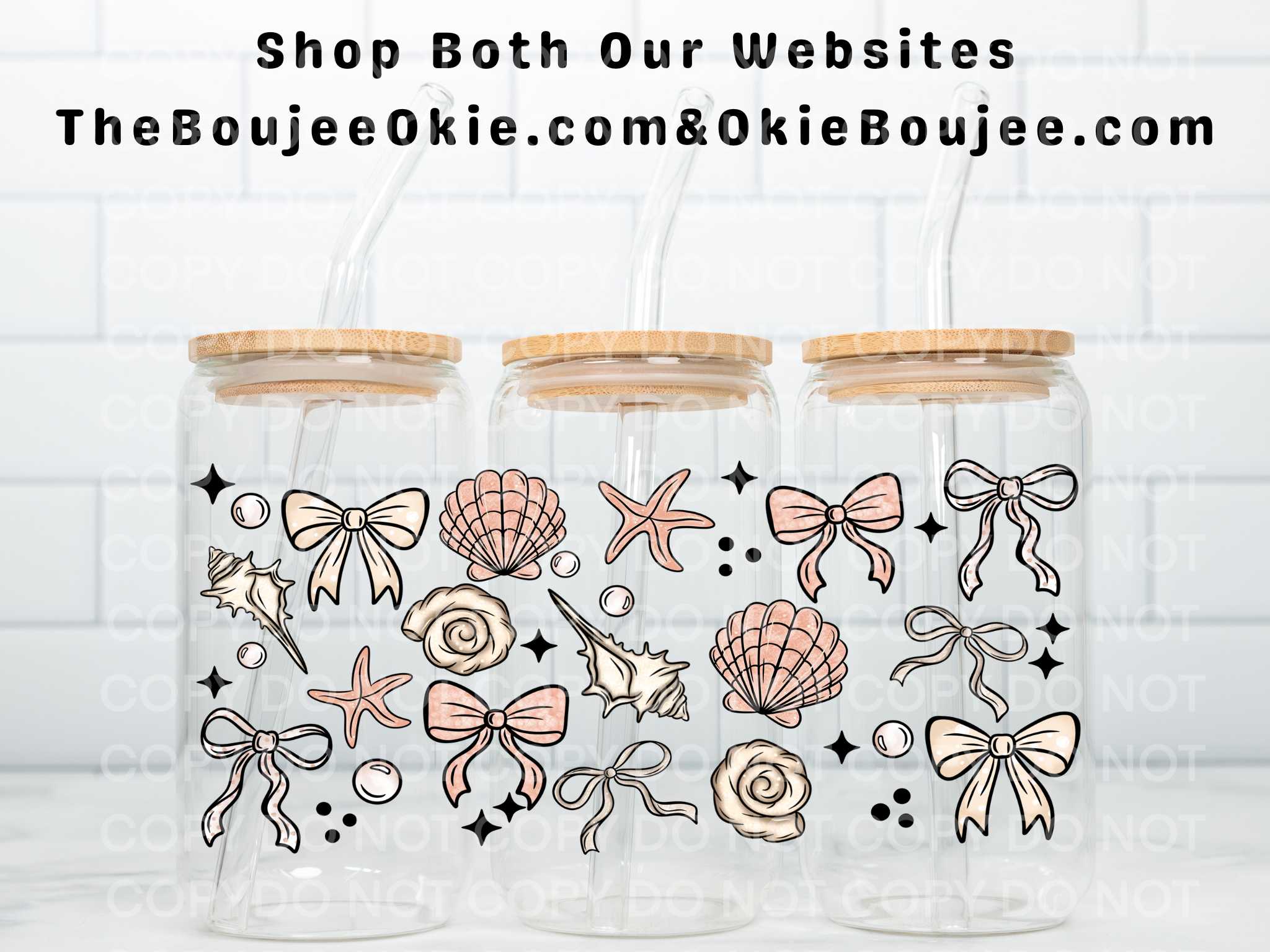 Sea Shells & Bows Double Sided Uv Dtf Wrap – The Boujee Okie